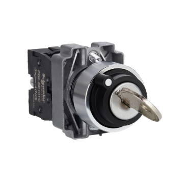 XB2BG21C - Key selector switch, Easy Harmony XB2, metal, black, 22mm, key no 455, 2 positions ...