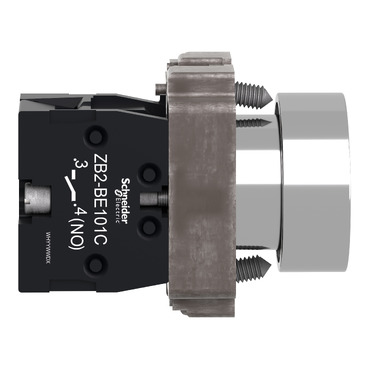 XB2BA21C - Complete push button, Easy Harmony XB2, metal, flush, black, 22mm, spring return ...