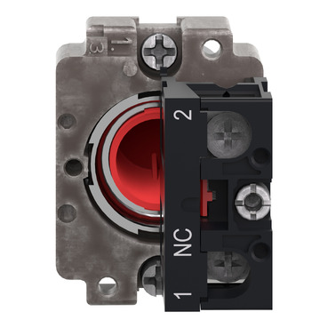 XB2BA42C - Complete push button, Easy Harmony XB2, metal, flush, red, 22mm, spring return ...