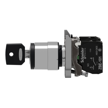 XB4BG03 - Selector 22 mm metalico con llave 3 posiciones - 2NA | Schneider Electric Chile