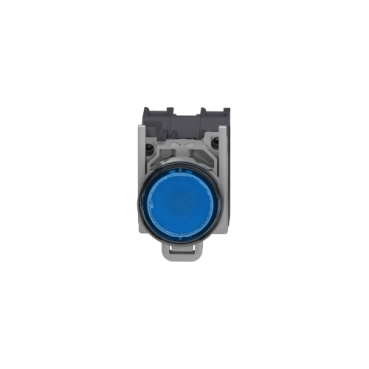XB4BP683BM5GEX - Complete illuminated push button, Harmony XB4 - ATEX D, metal, blue flush, 22mm ...