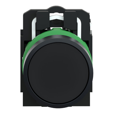 XB5AA21 - Push button, plastic, flush, black, Ø22, spring return ...