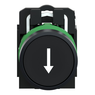 XB5AA3351 - Pulsador negro Ø 22mm, retorno resorte nivelado, 1 NA ...