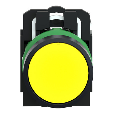 XB5AA51 - Pulsador amarillo Ø 22mm, retorno resorte nivelado, 1 NA ...