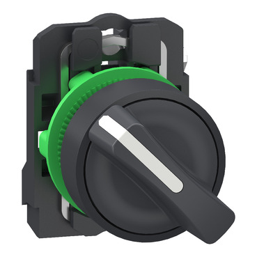 XB5AD215 - Selector switch, Harmony XB5, grey plastic, black, 22mm, 2 positions, stay put, 1 NO ...