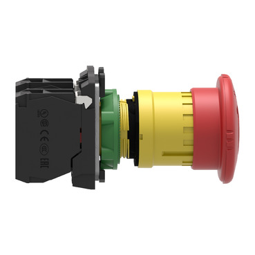 XB5AS8444 - Botão Ø22mm plástico, emergência, girar para destravar, cogumelo Ø40mm, vermelho ...