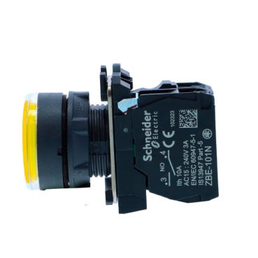 XB5AW35B1N - Illuminated pushbutton, Harmony XB5N XB7N, plastic, flush ...