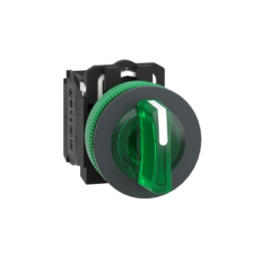 XB5FK133B5 - FLUSH MOUNTED GREEN ILLUM SELECTOR SWITCH 3 POS STAY PUT 24vAC DC 1NO 1NC SCREW | 施耐德电气
