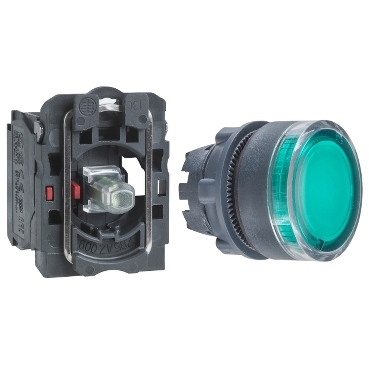 XB5AW33B2 - Harmony XB5, Illuminated push button, plastic, flush, green ...