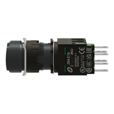 XB6AW3B1B - Complete illuminated push button, Harmony XB6, green flush, 16mm, spring return 1NO ...