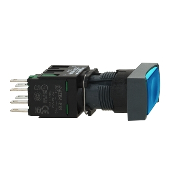 XB6DF6B1B - Complete illuminated push button, Harmony XB6, blue rectangular flush illum ...