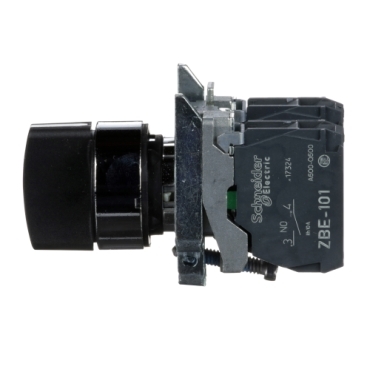 XB4BD33 - Selector switch, Harmony XB4, metal, black, 22mm, 3 positions ...
