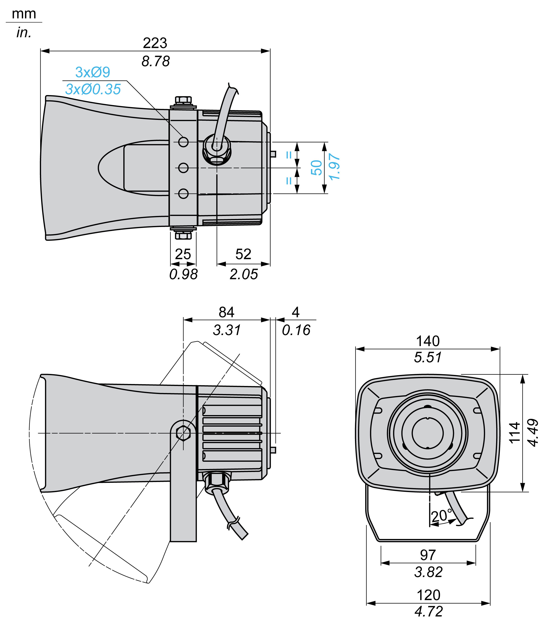 Multisound siren, Harmony XVS, prewired, white colour, 0...105dB ...
