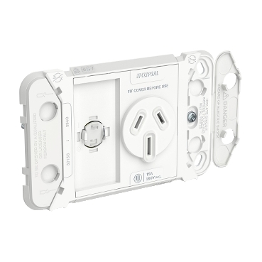 Clipsal Iconic Single Switch Power Point Grid Horizontal Mount, 250V, 15A