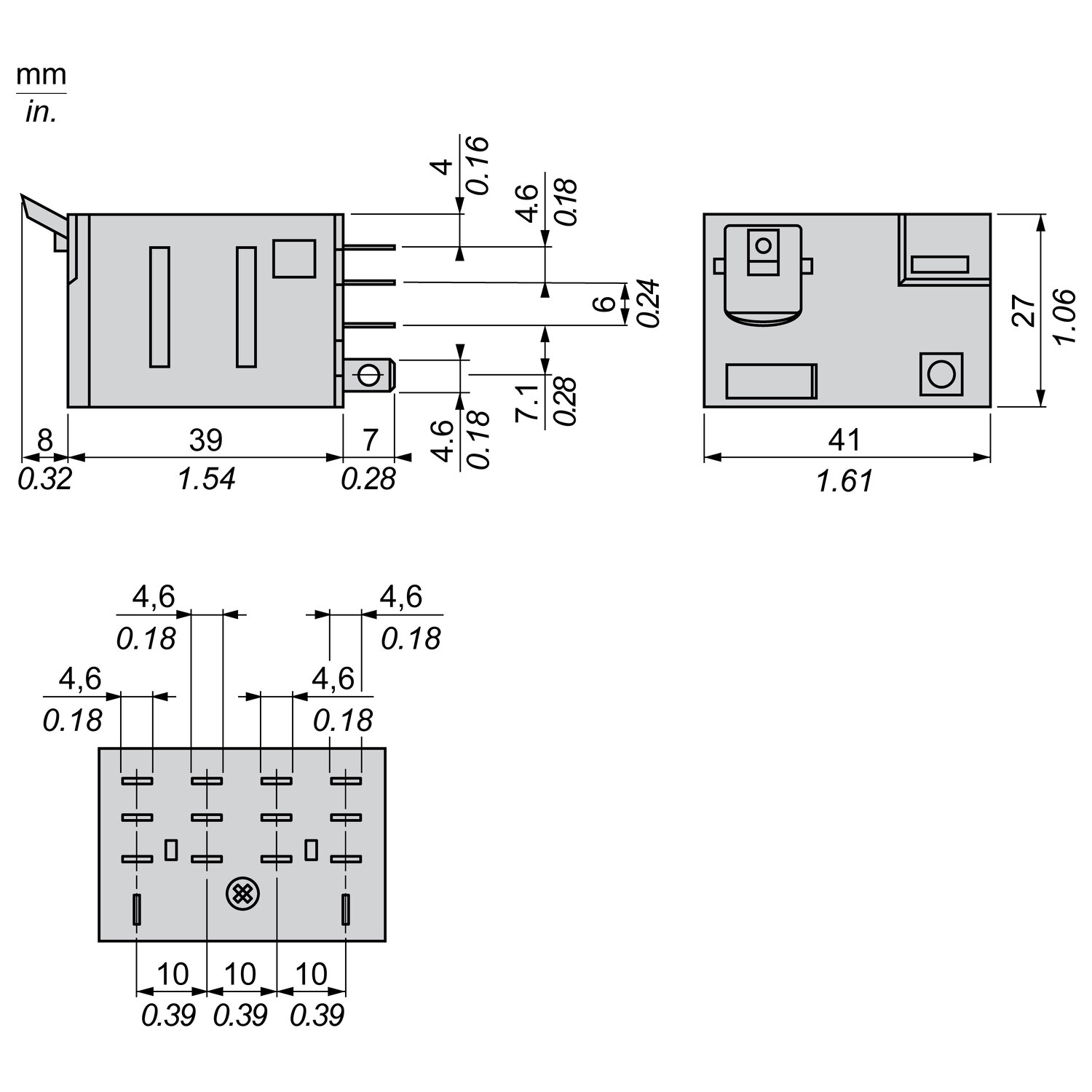 plug-in relay, Harmony electromechanical relays, 15A, 4CO, with LED ...