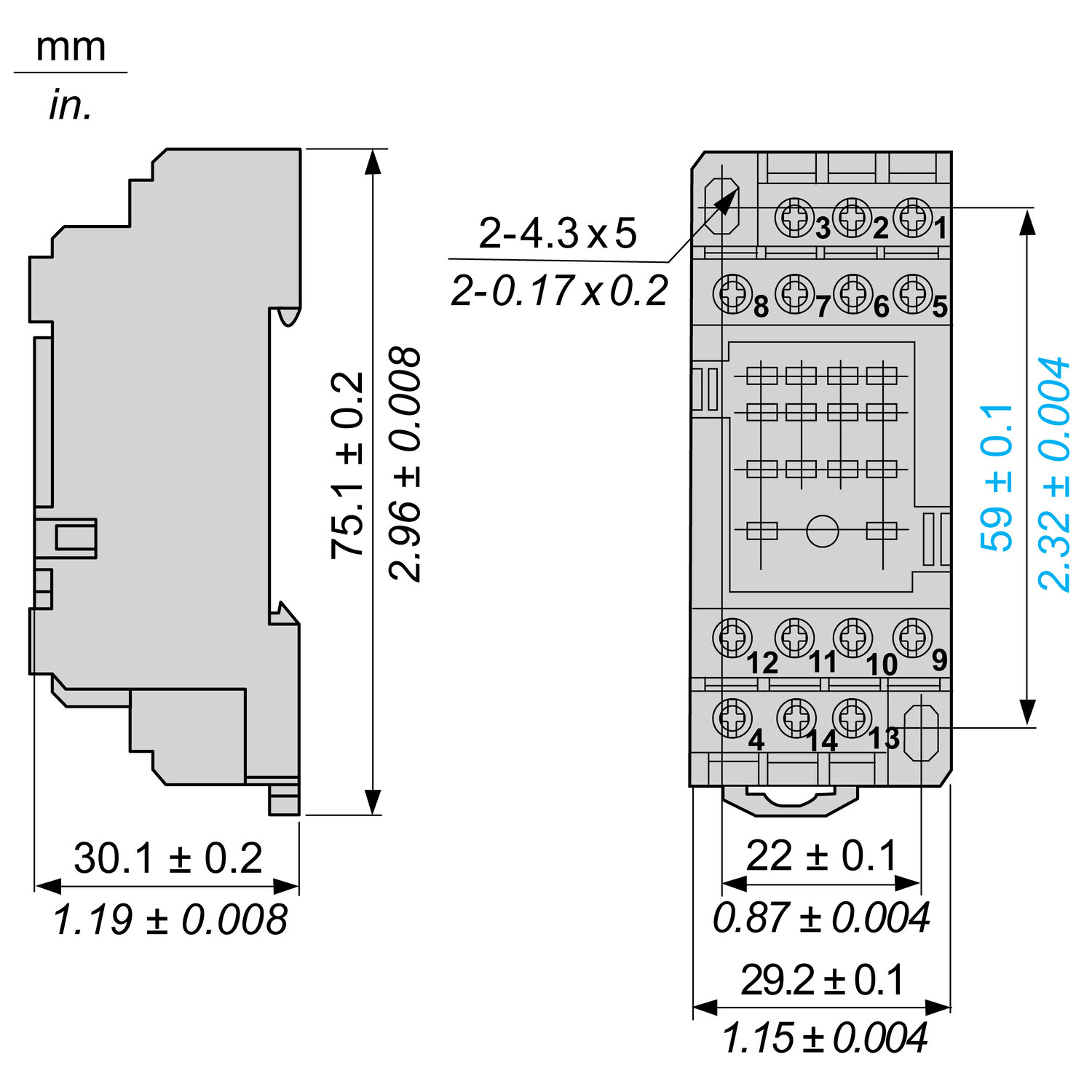 RXZE1M4C, socket, Harmony Electromechanical Relays, for RXM2LB RXM4LB relays,7A, screw clamp ...