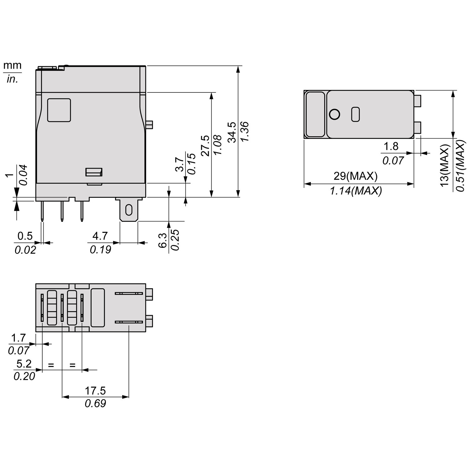 RXG13BD, interface plug in relay, Harmony Electromechanical Relays, 10A ...