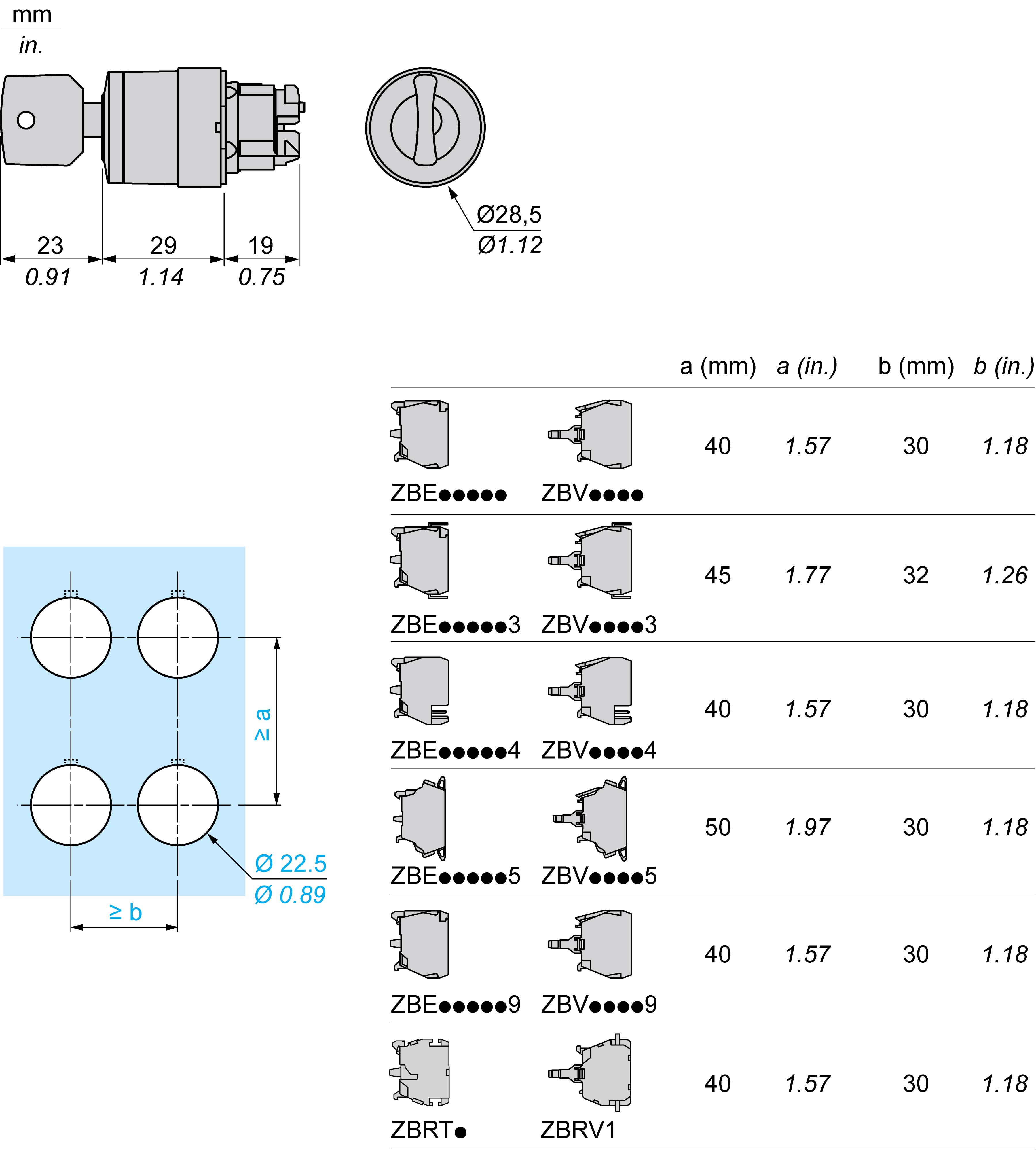Harmony, 22mm Push Button, keyed selector switch operating head, 2 ...