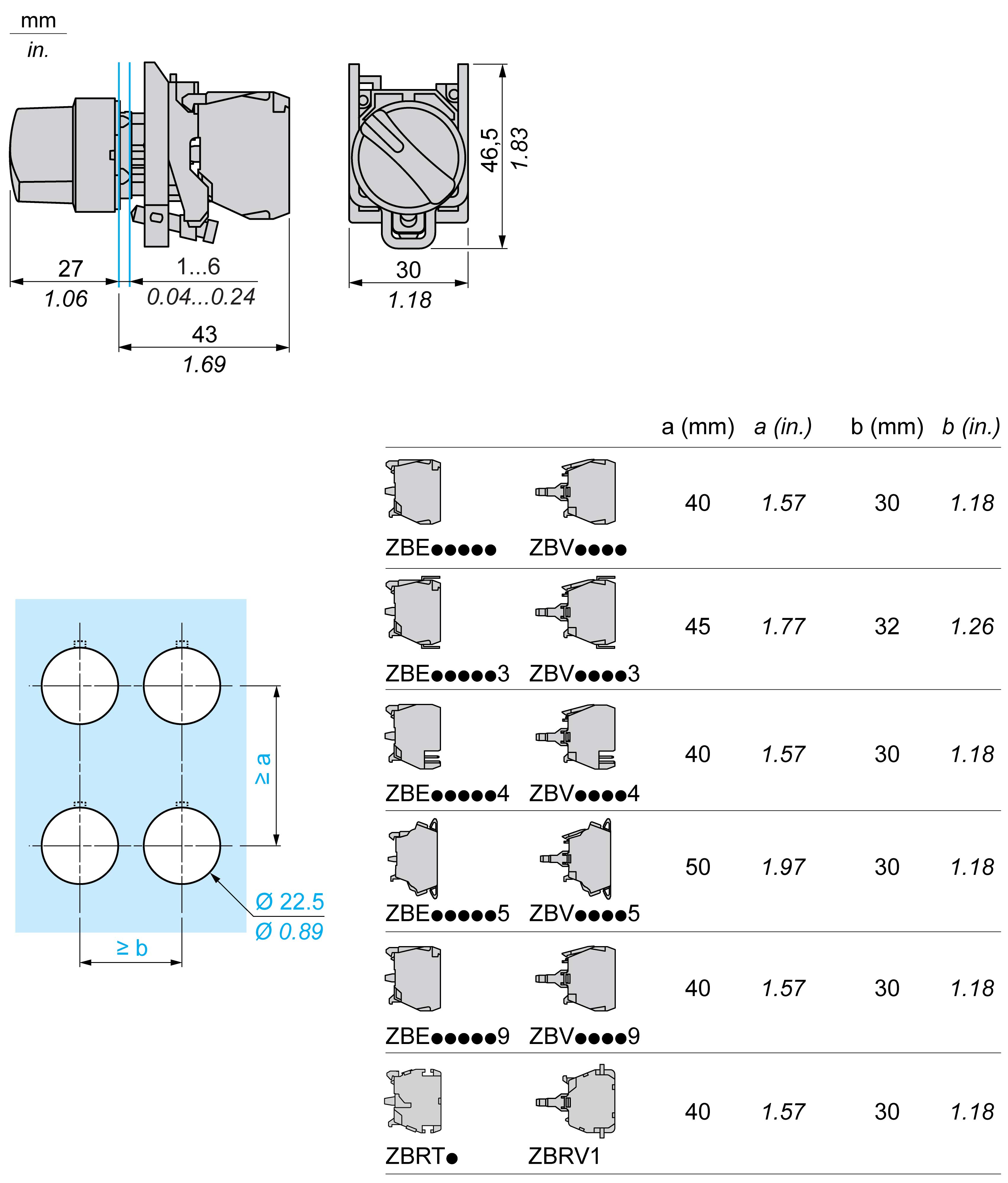 Harmony, 22mm Push Button, 2 position selector switch, black, maintained, 1 NO, 600 VSchneider ...