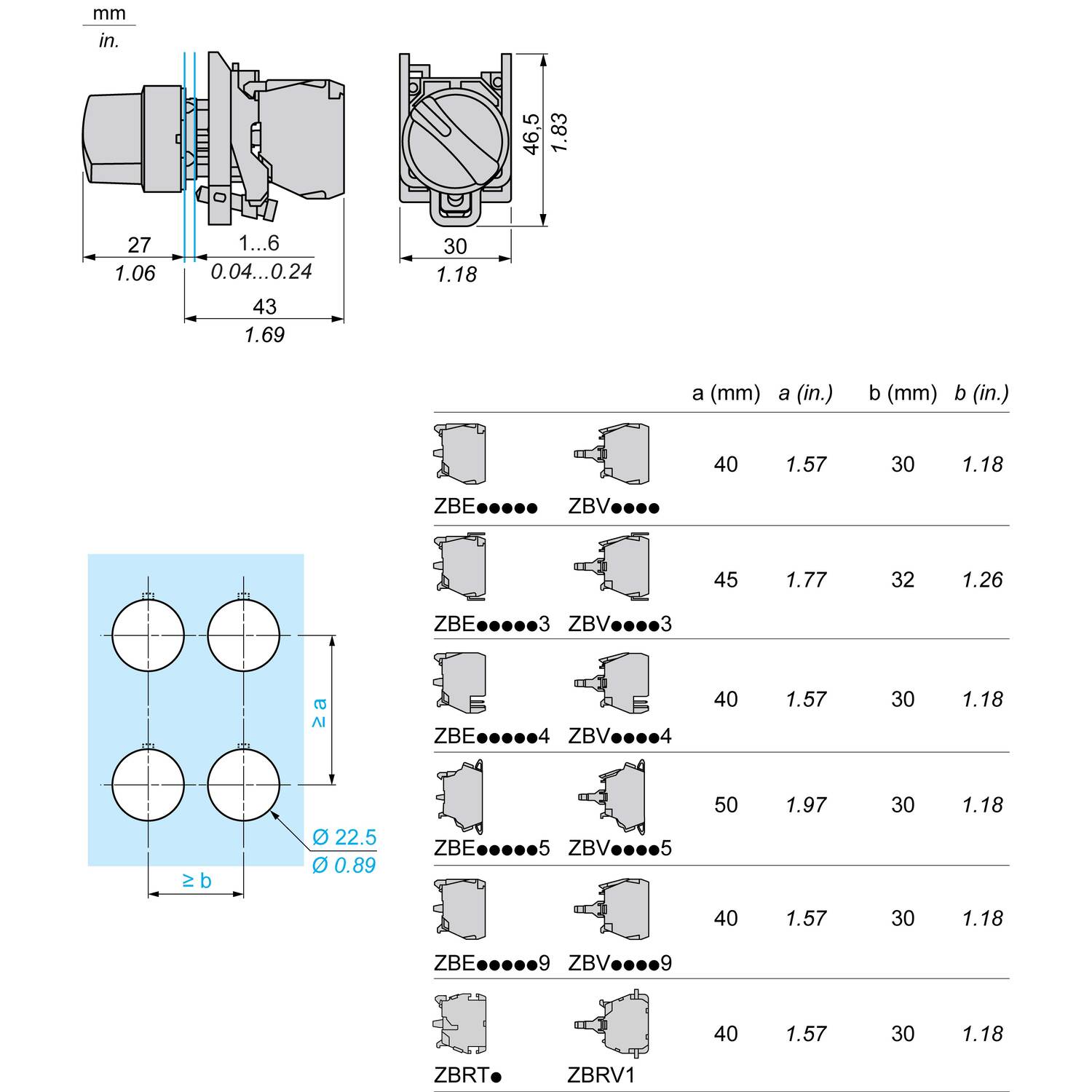 XB4BK124B5, Illuminated selector switch, Harmony XB4, metal, red handle, 22mm, universal LED, 2 ...