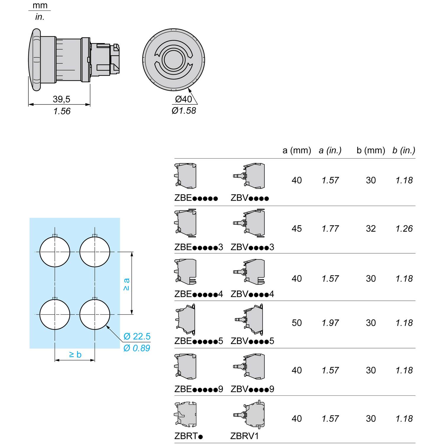 ZB4BS844, Harmony, 22mm Push Button, emergency stop head, trigger and ...