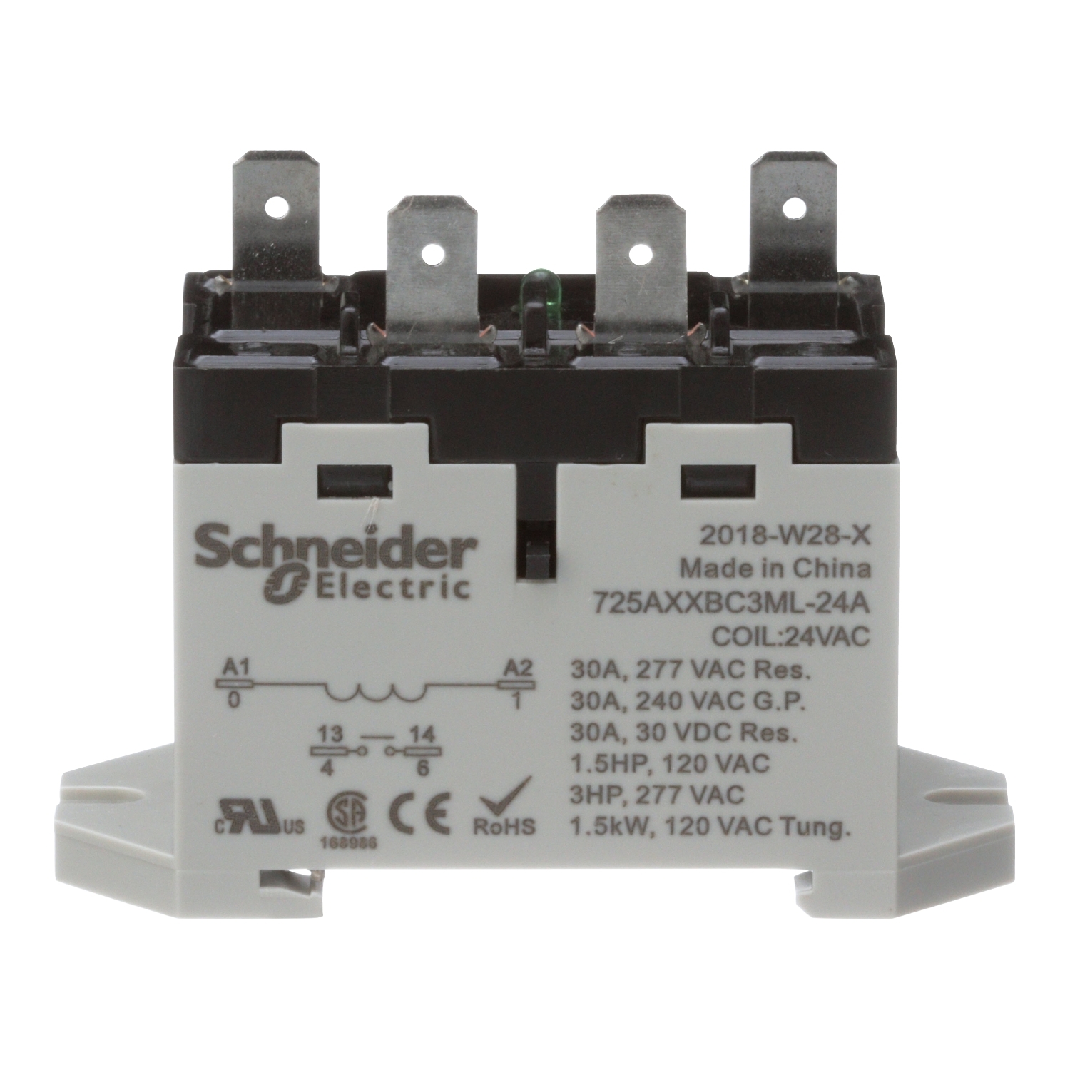 725AXXBC3ML-24A - Power relay, SE Relays, 30A, 1NO, 24VAC, LED push ...