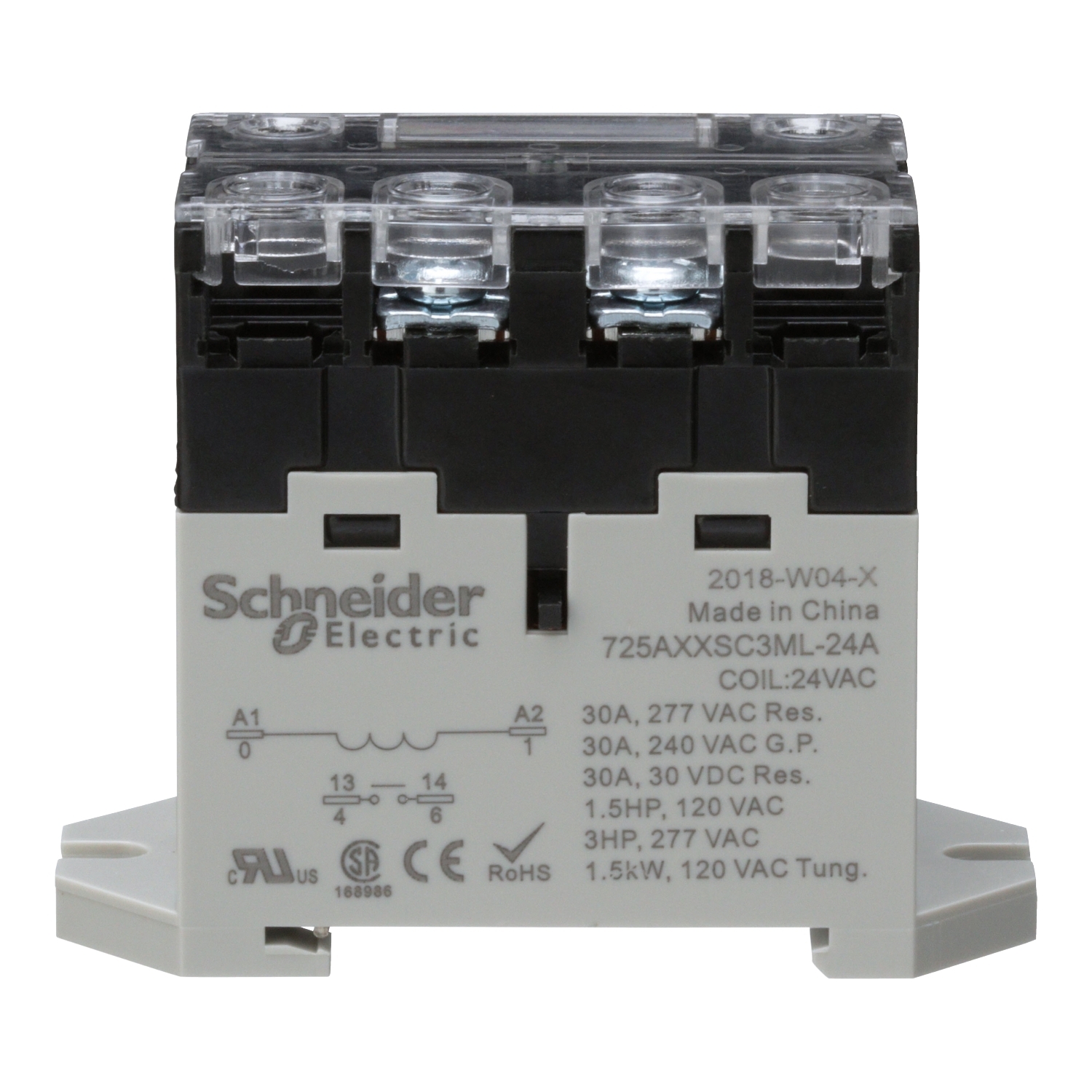 725AXXSC3ML-24A - Power relay, SE Relays, 30A, 1NO, 24VAC, LED push ...