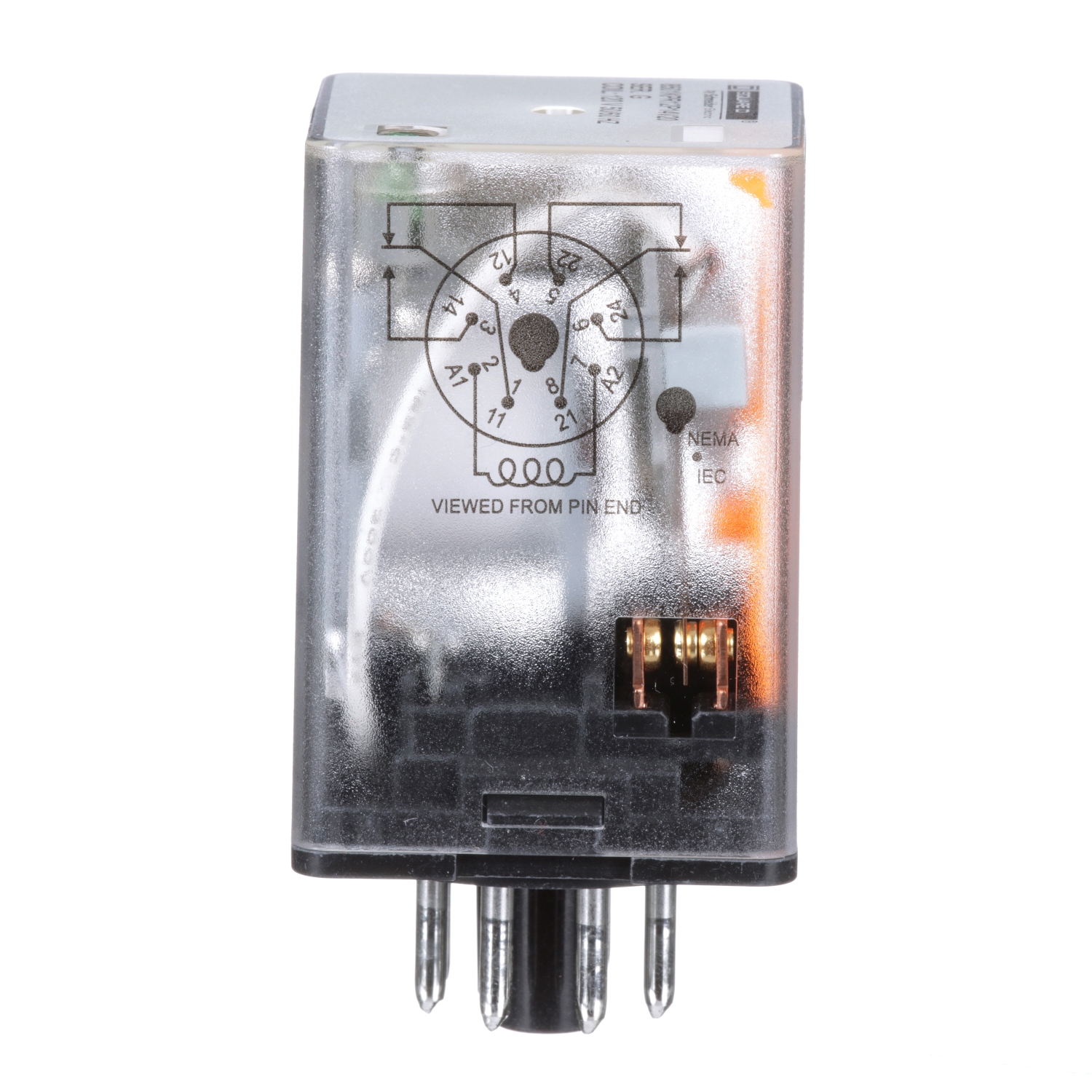 Plug in relay, Type KP, tubular, 1 HP at 277 VAC, 10A resistive at 120 ...