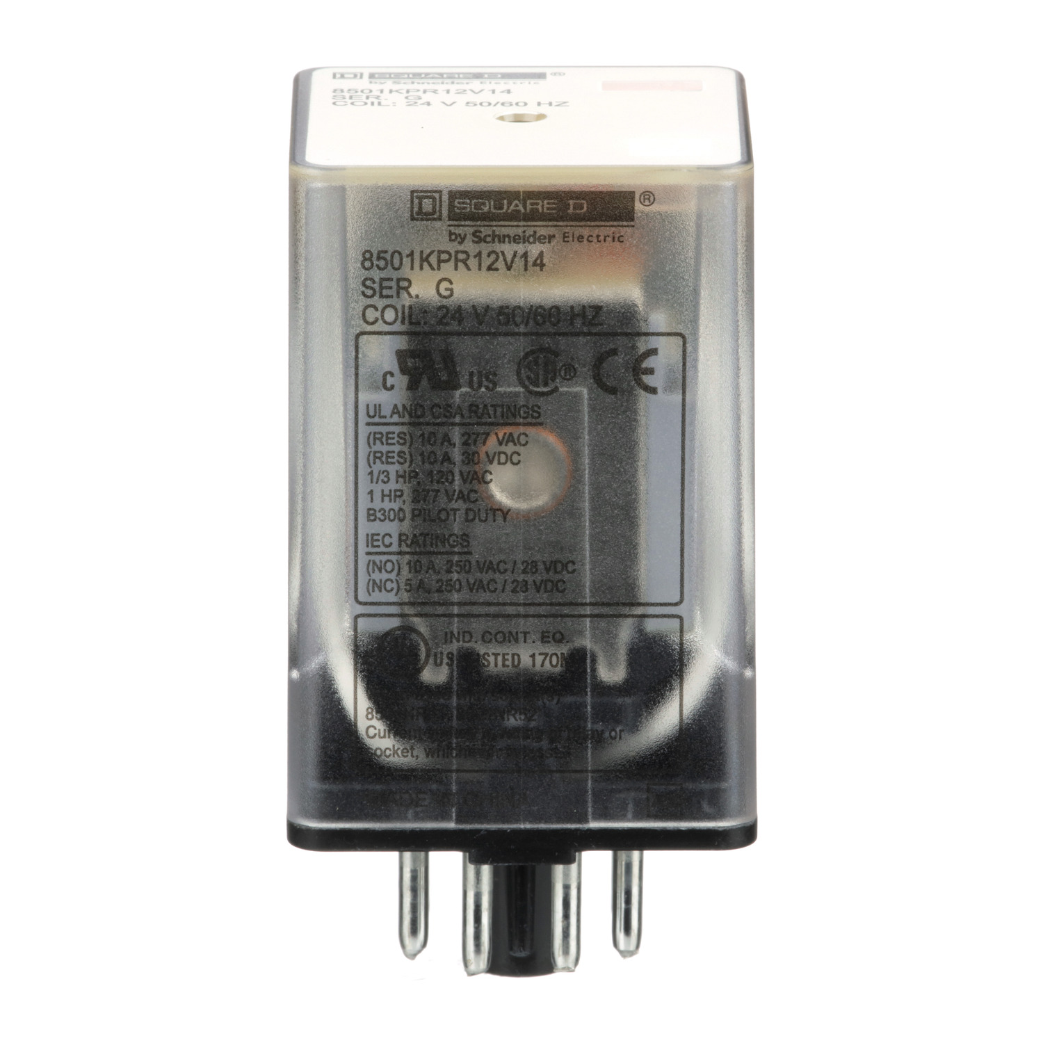 8501KPR12V14 - Plug in relay, Type KP, tubular, 1 HP at 277 VAC, 10A ...