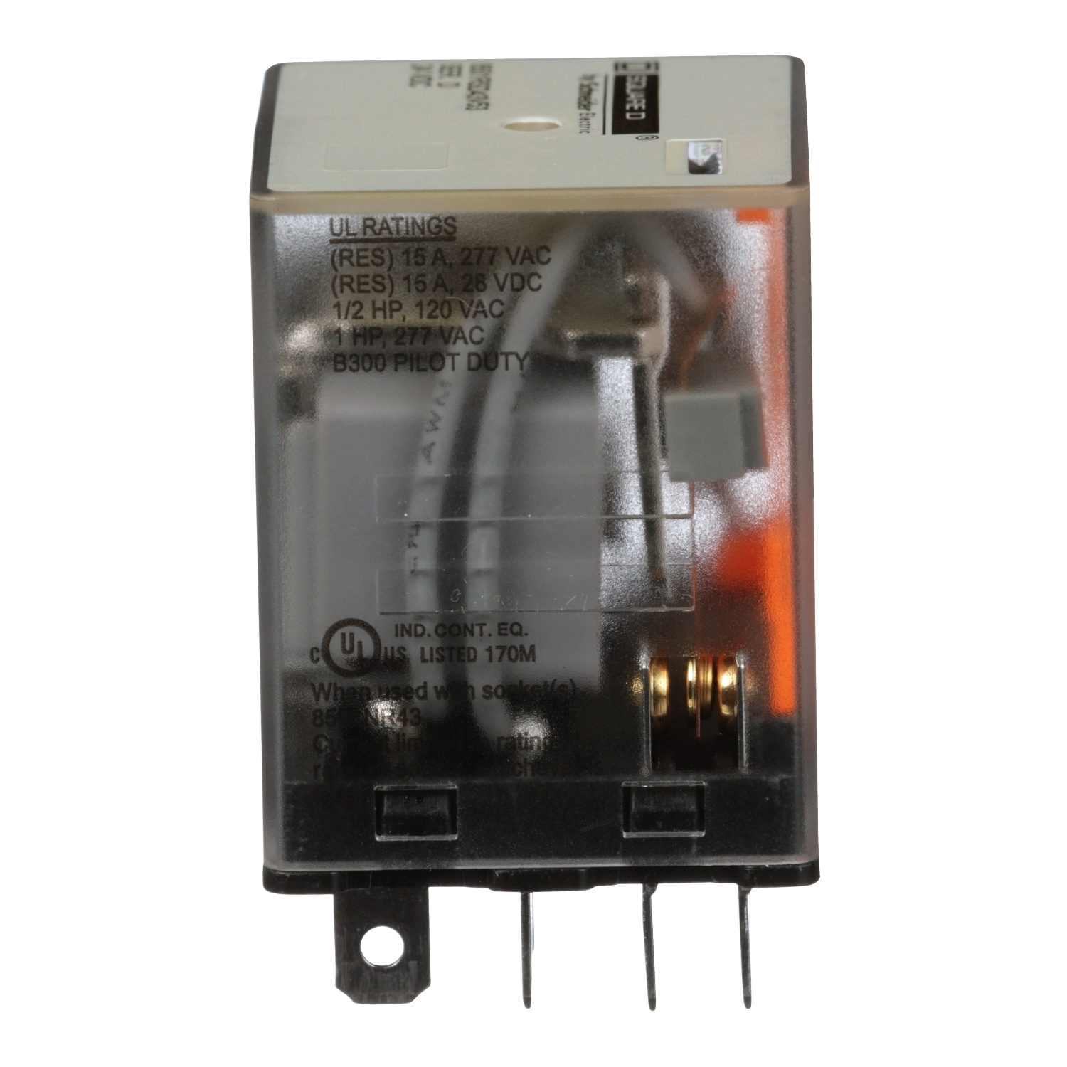 8501RSD43V53 - Plug in relay, Type R, miniature, 1 HP at 277 VAC, 15A ...