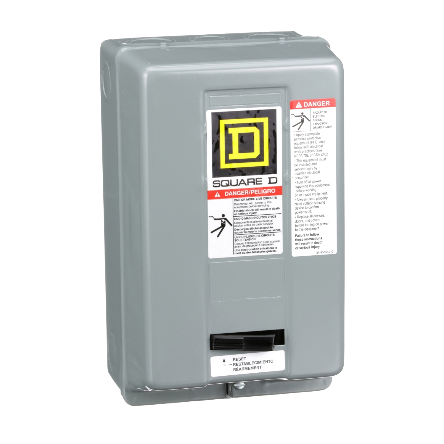 NEMA motor starter, Type S, nonreversing, Size 1, 27A, 10HP at 460VAC ...