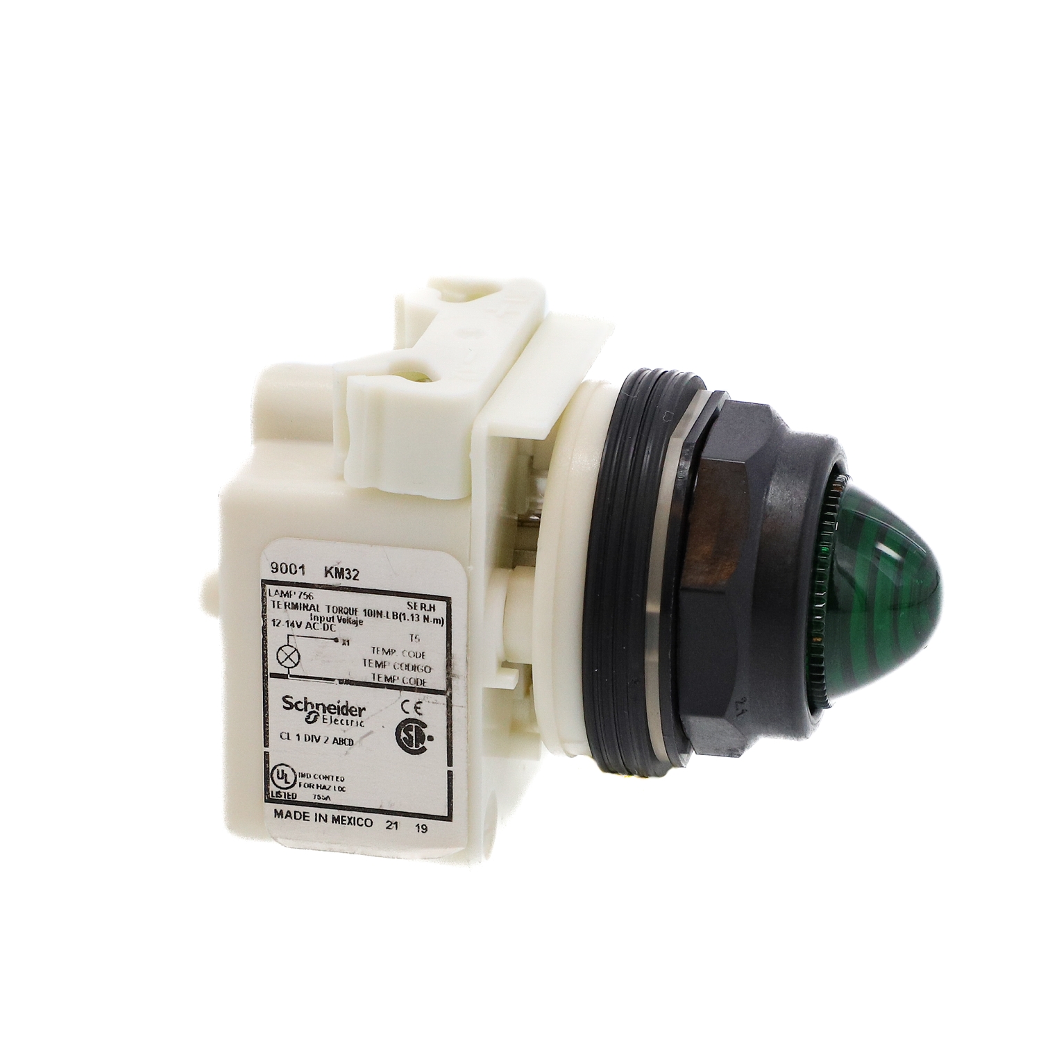 9001SKP32G9 - Luz piloto octogonal ø 30 - ip 66 - verde - bombilla ba 9 ...