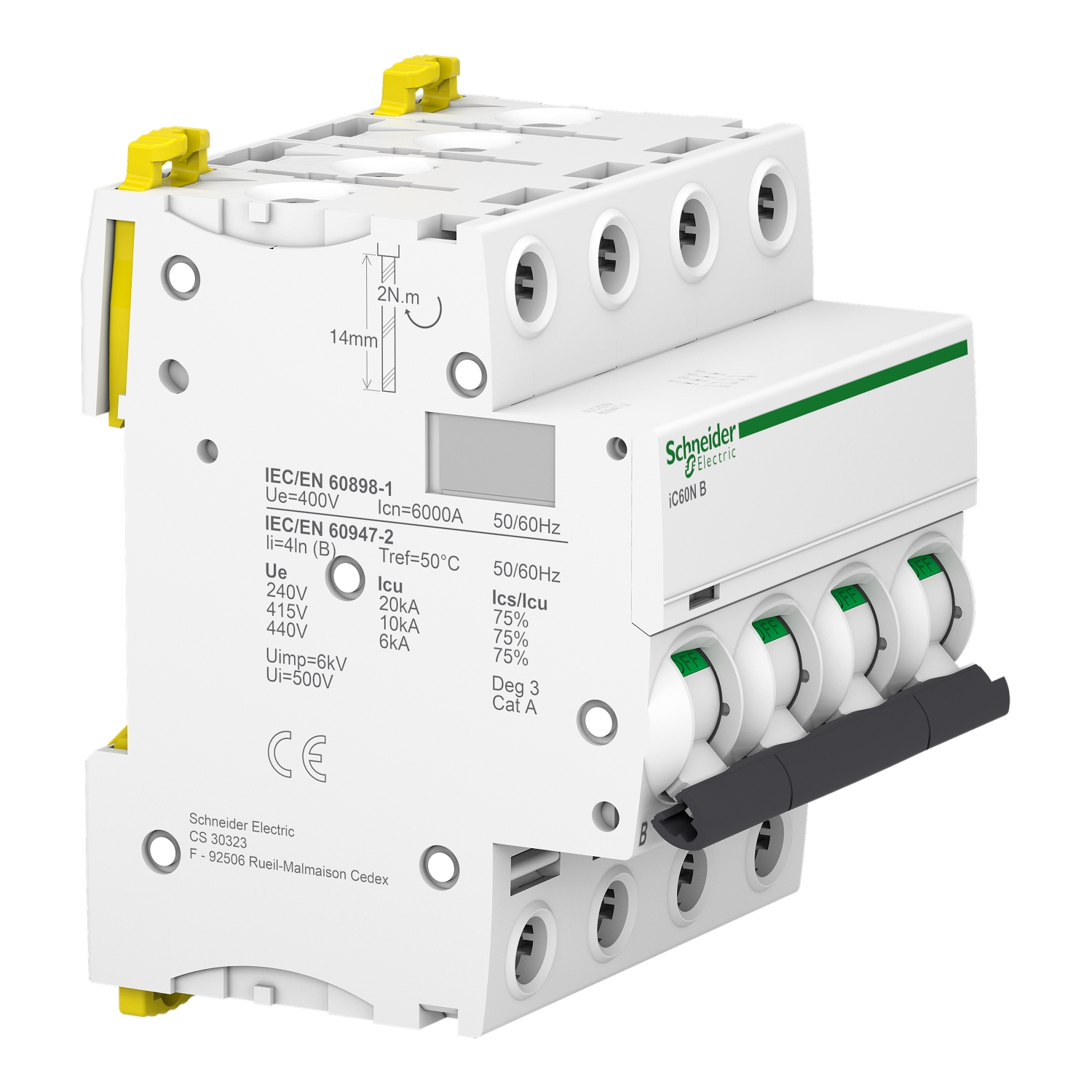 A9F73413 - Miniature circuit breaker (MCB), Acti9 iC60N, 4P, 13A, B ...