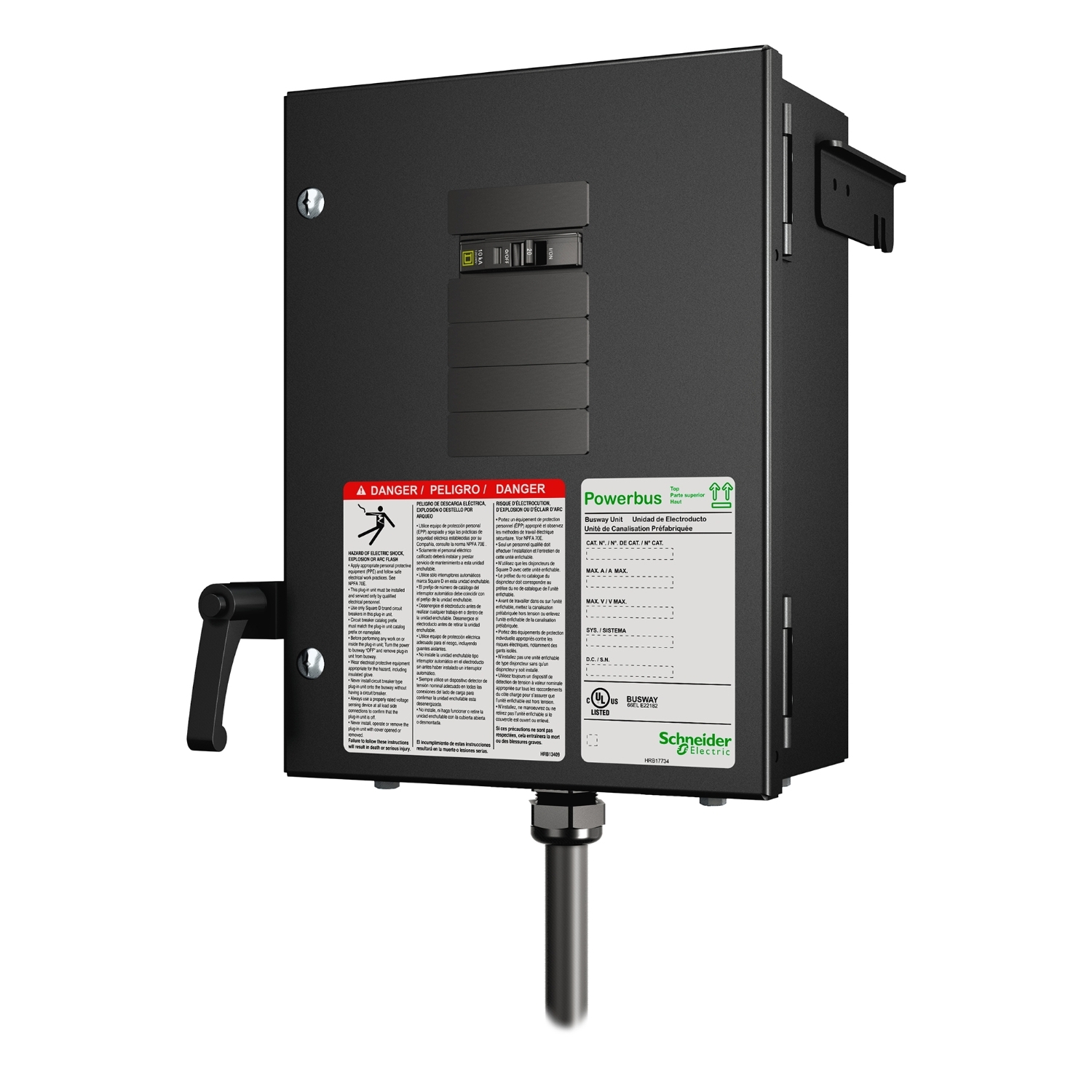 PBP4A11L520B - PB Busway Tap Off Unit, 1x1 Pole, 3 Wire, 20A, Phase B ...