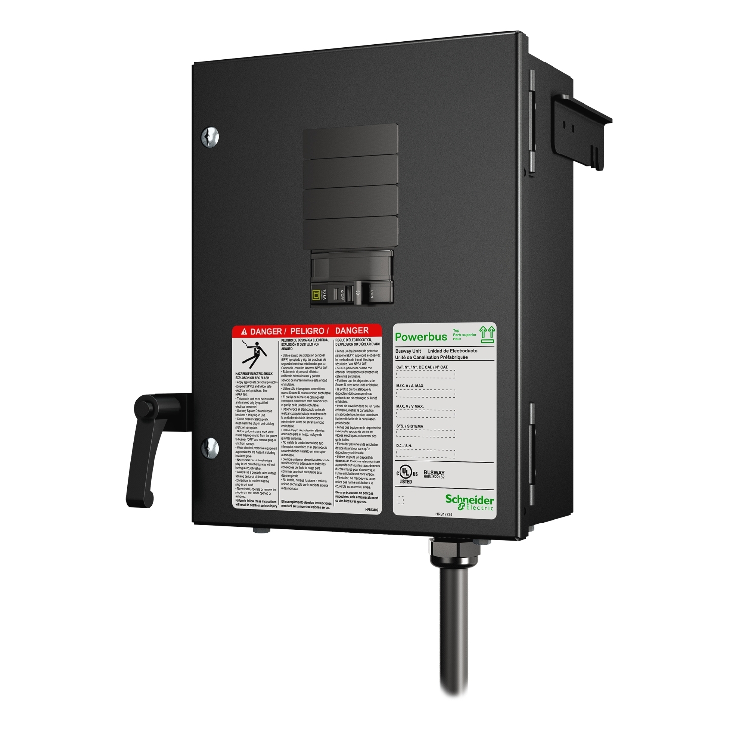 PBP4A12L630CA - PB Busway Tap Off Unit, 1x2 Pole, 3 Wire, 30A, L3-L1, 1 ...