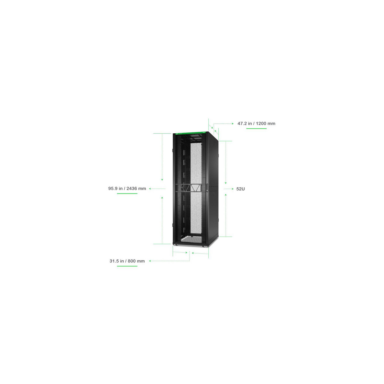 APC NetShelter SX Server Rack Gen 2, 52U, 2436H x 800W x 1200D mm, w ...