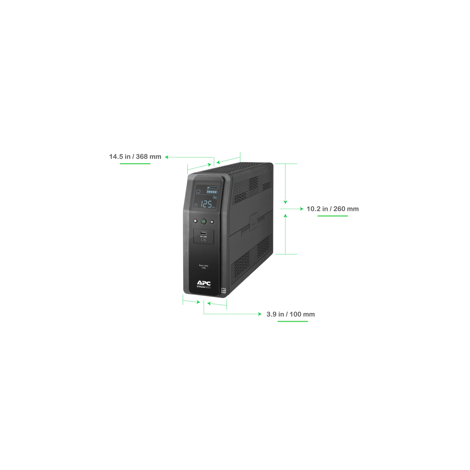 APC Back-UPS Pro 1350VA, Tower, 120V, AVR, LCD, 2 USB charging ports ...