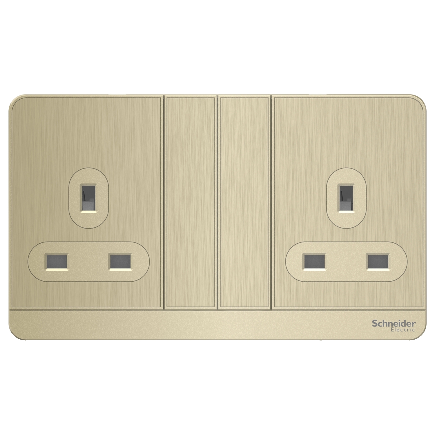 E83T25_GH_G11 - AvatarOn - 13A 250V 2Gang Switched Socket, Metal Gold Hairline | Schneider ...