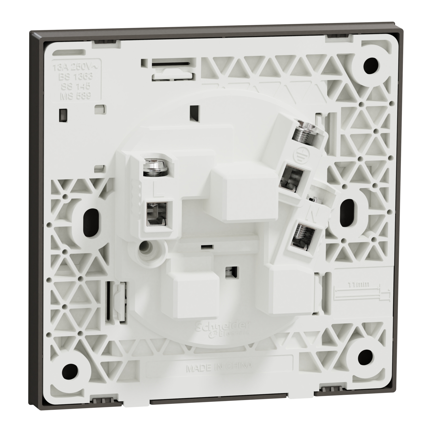 E8715_DG - Switched socket, AvatarOn C, 13A 250V, 1 gang, dark grey ...