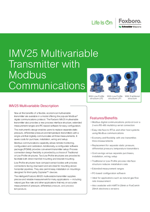 IMV25 Multivariable Pressure Transmitter