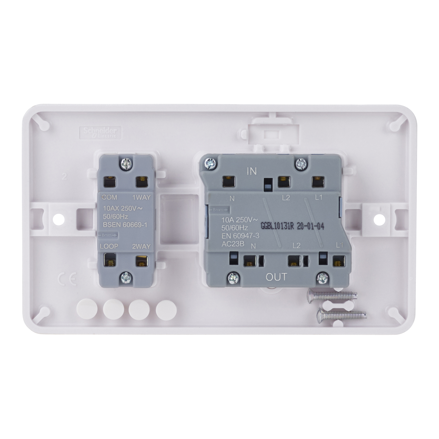 GGBL10131R - "Lisse - 3-pole fan isolator 10A and 2-way plate switch ...