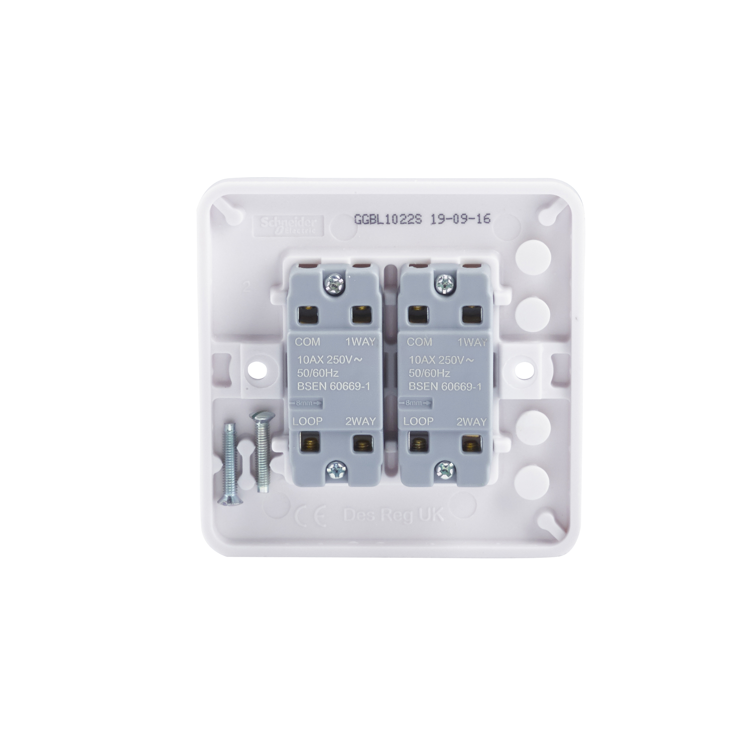 GGBL1022S - "Lisse - Plate switch - 2 gangs 2 way - 10AX White( Subject ...