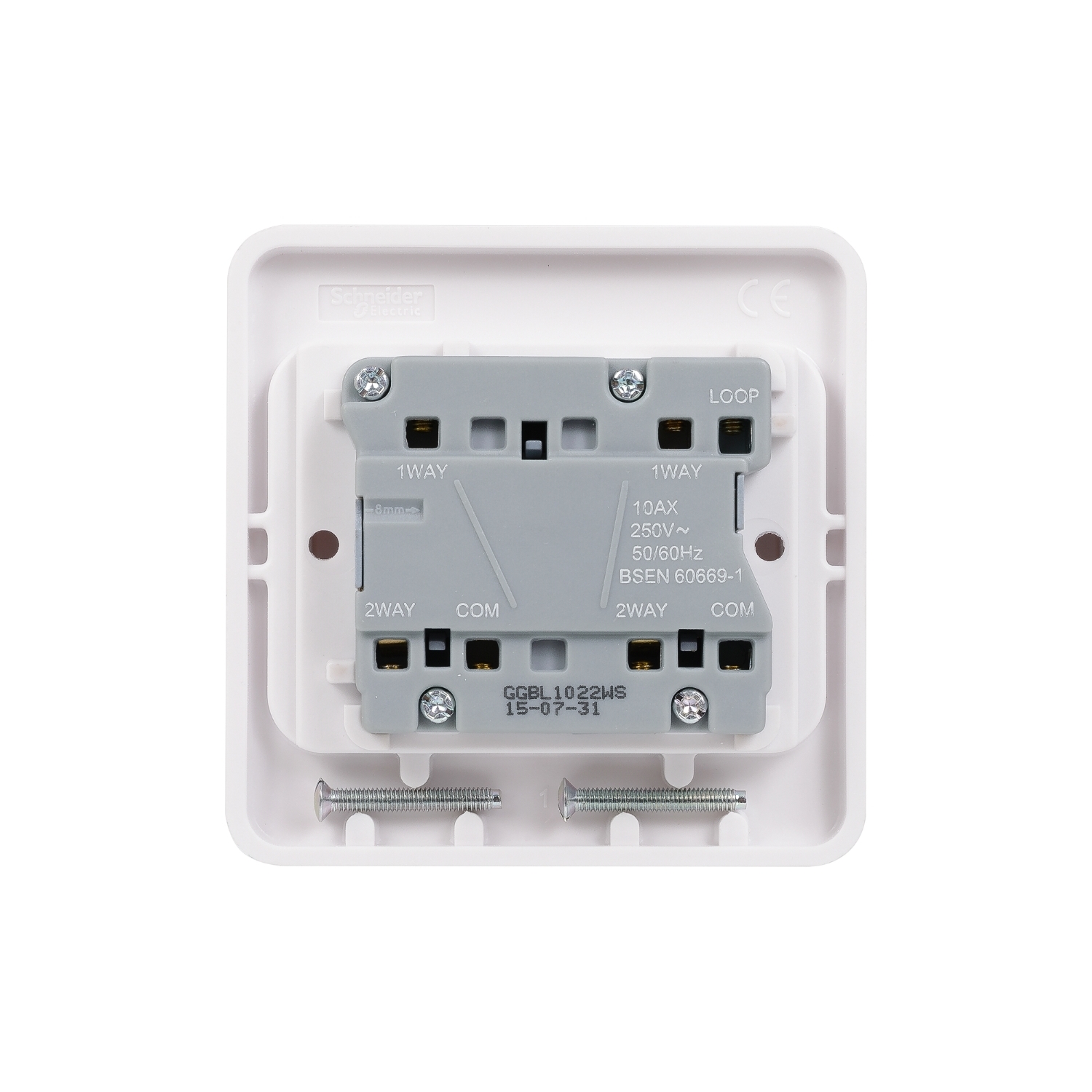 GGBL1022WS - Lisse - Wide rocker switch - 2 gangs 2 way - 10AX - white ...