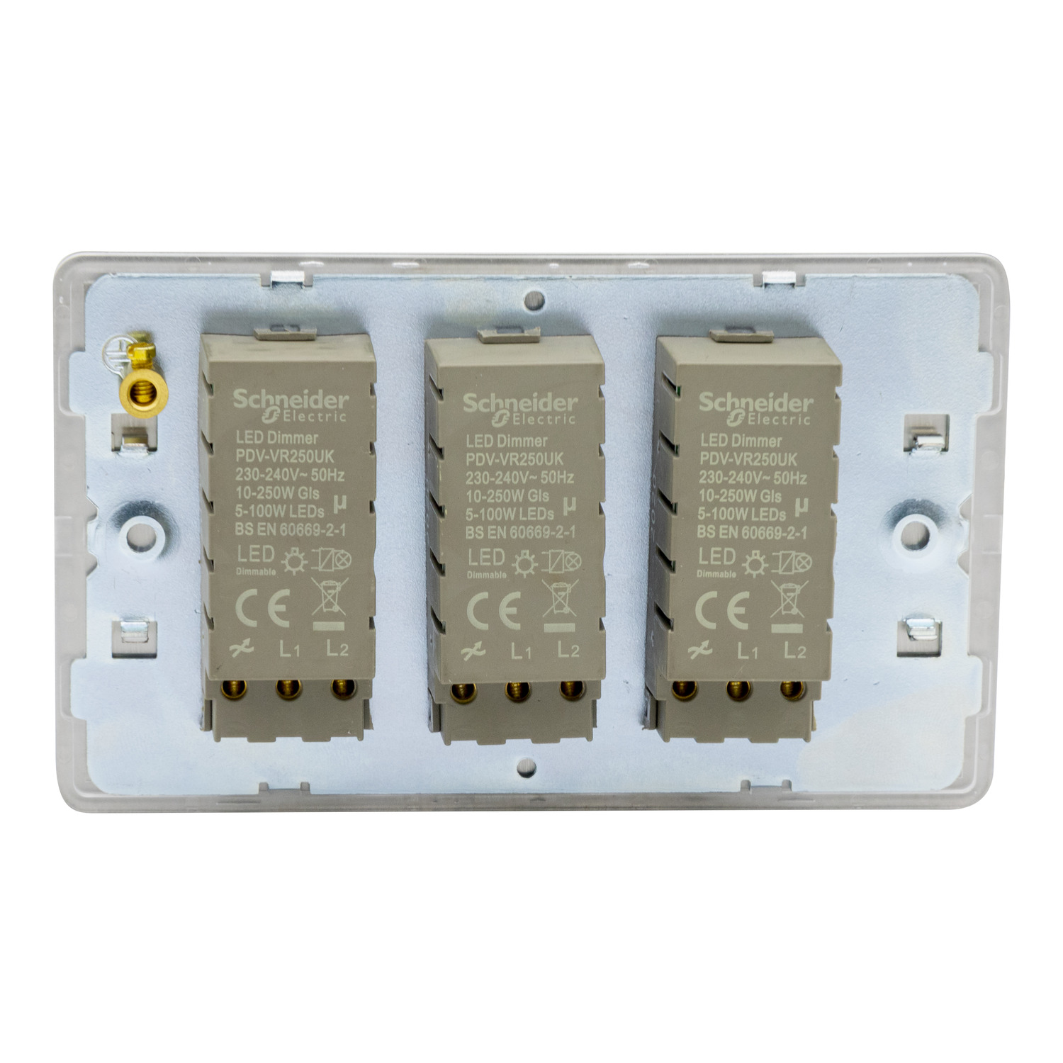 GU6432LMSS - Ultimate Screwless dimmer switch 75W/VA, 3gang, 2way, LED ...