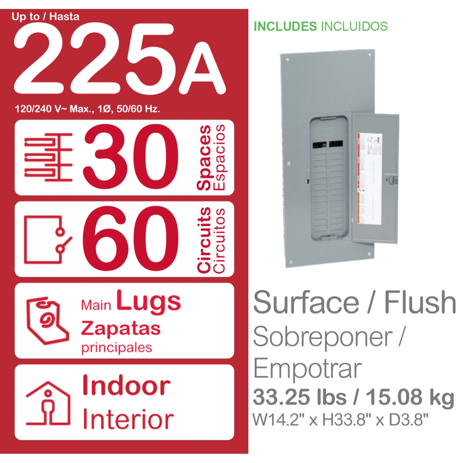 HOM3060L225PGCVP - Load center, Homeline, 1 phase, 30 spaces, 60 ...