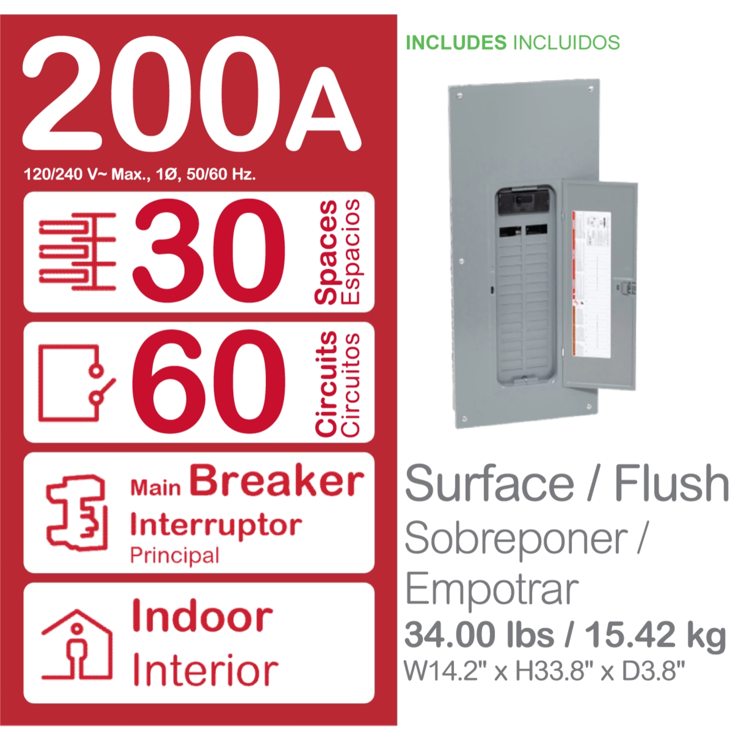 HOM3060M200PCVP - Load center, Homeline, 1 phase, 30 spaces, 60 ...