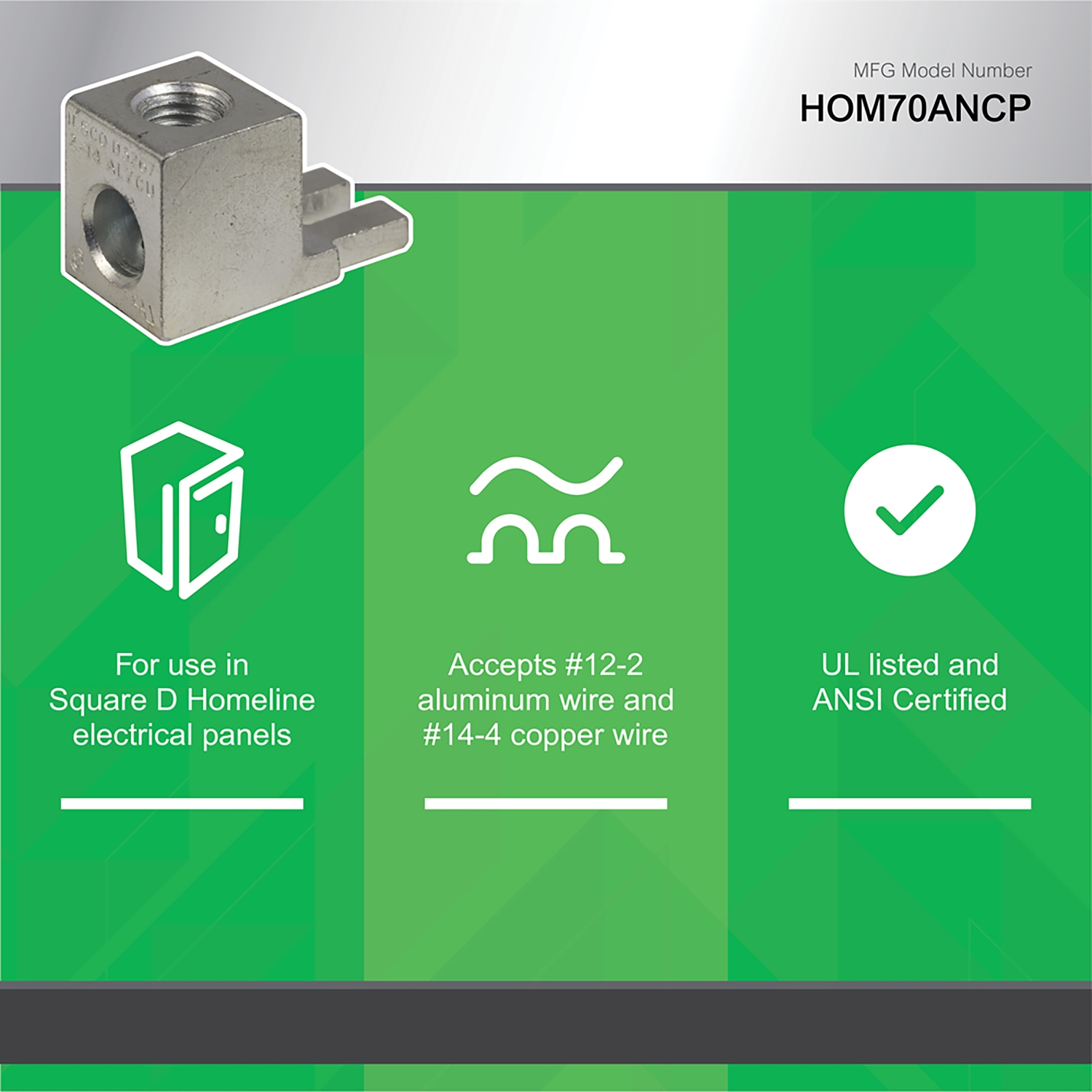 HOM70ANCP - Load center accessory, Homeline, lug kit, neutral, 70A ...