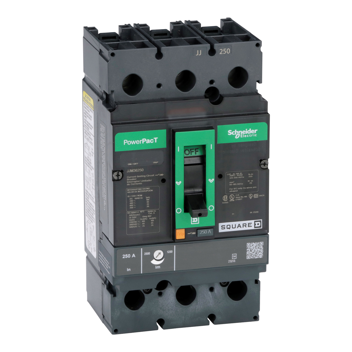 JJM36250 - Circuit breaker, PowerPacT J, 250A, 3 pole, 600VAC, 25kA ...