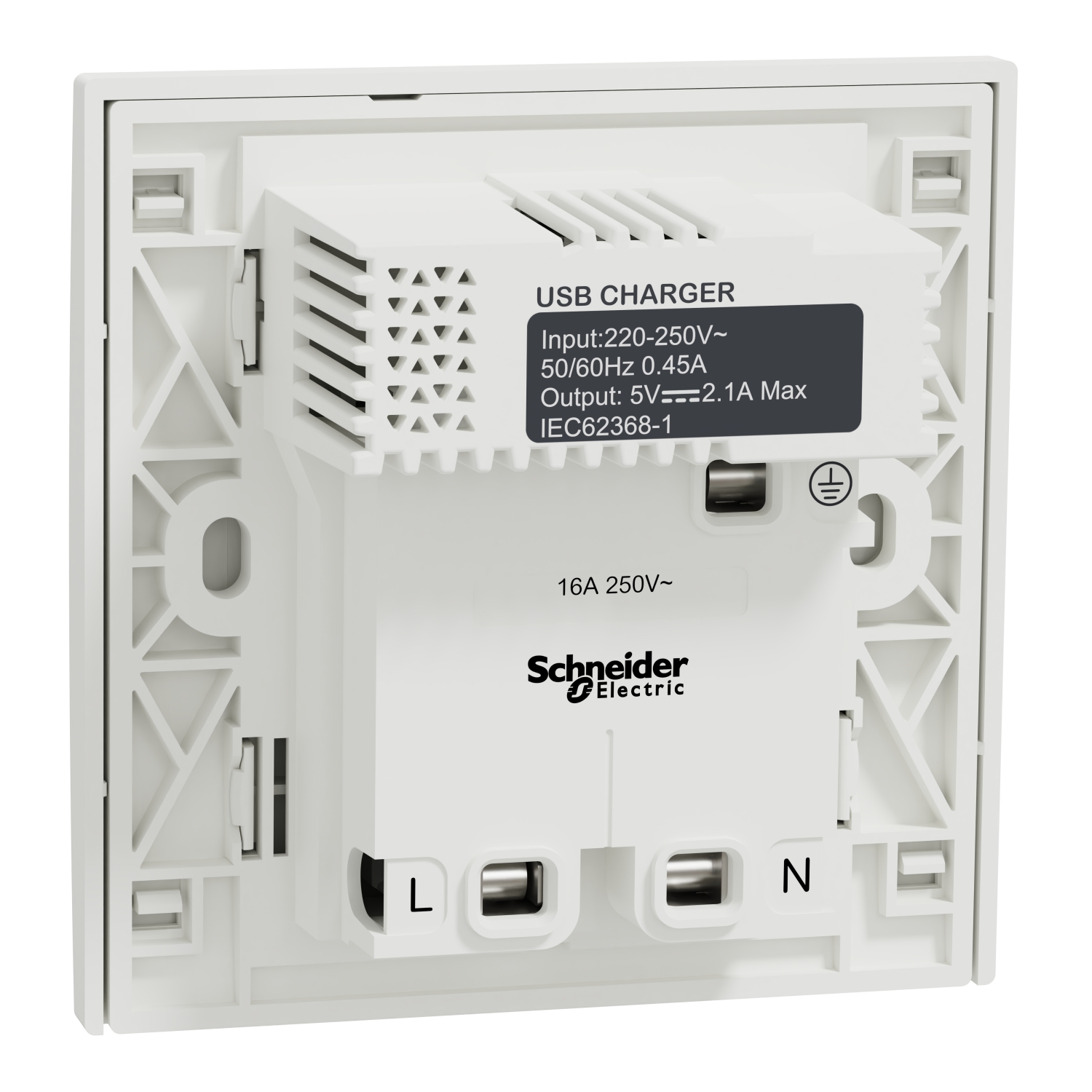 KB42616USB_WE - Vivace 16A International Socket with 2.1A USB, White ...