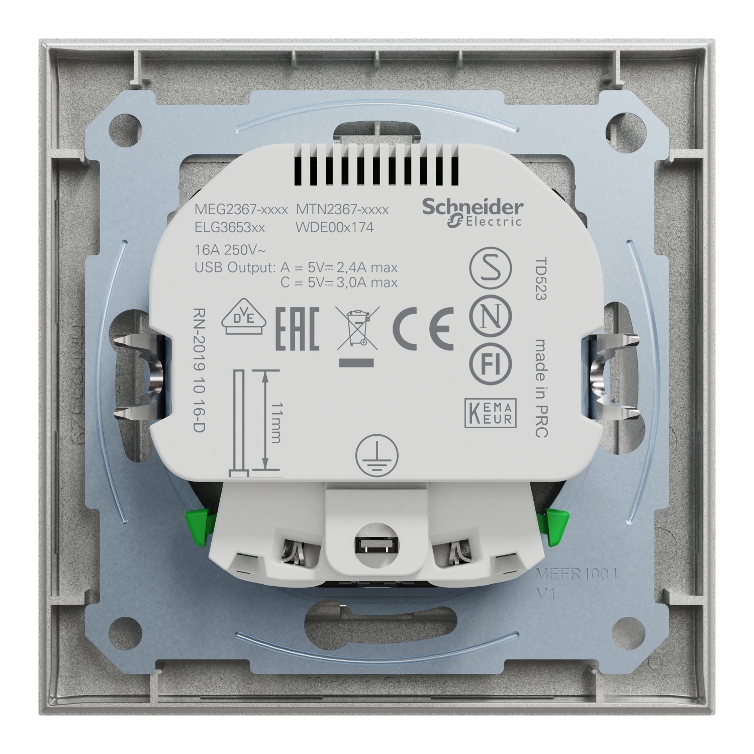 KIT_MEG2367-3660TO - SCHUKO Steckdose mit USB-Ladegerät Typ A und Typ C ...